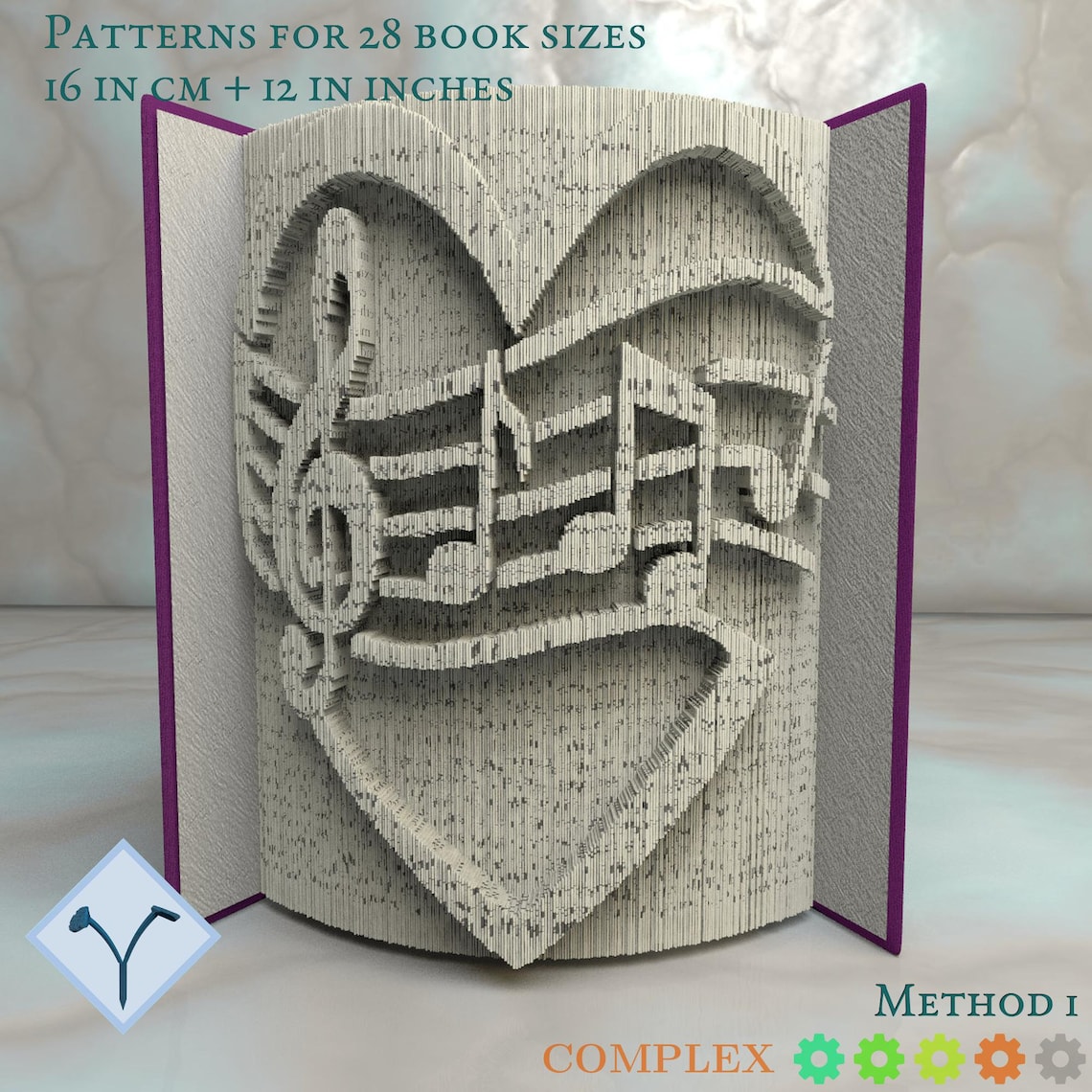 Musical Sounds in Heart: Book Folding Pattern Instruction DIY | Etsy