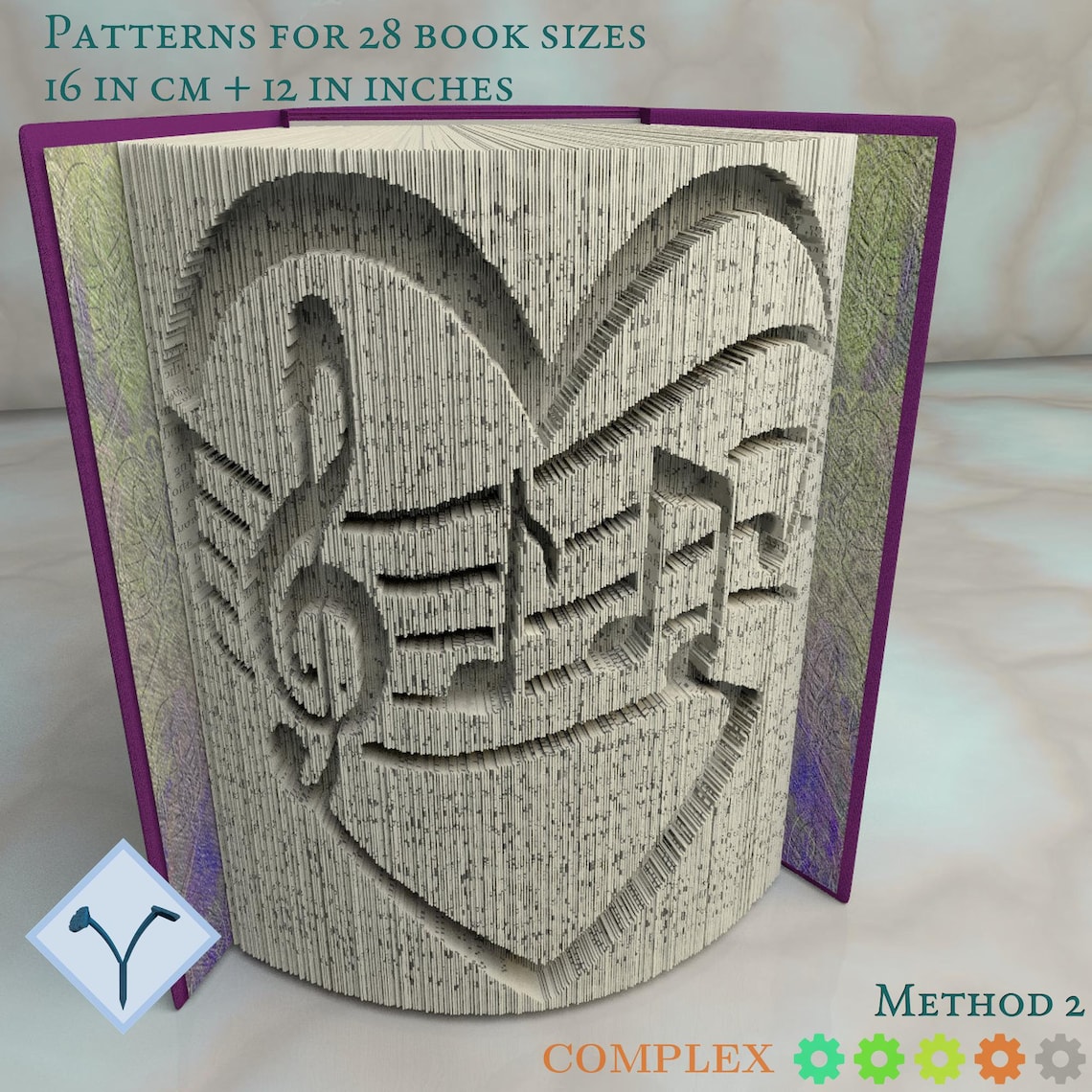 Musical Sounds in Heart: Book Folding Pattern Instruction DIY | Etsy