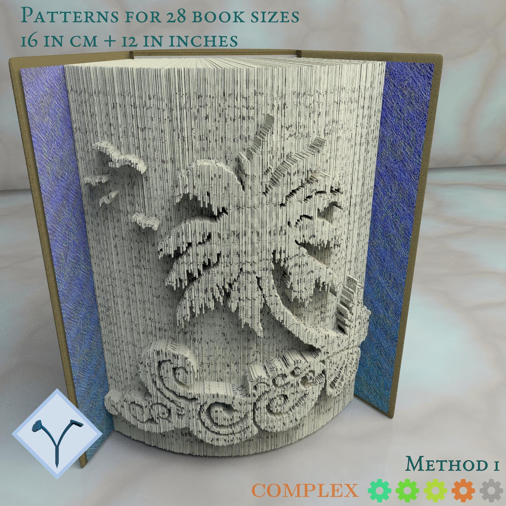 Palm Tree, Waves, Birds: DIY Cut & Fold Art, Book Folding Pattern and ...