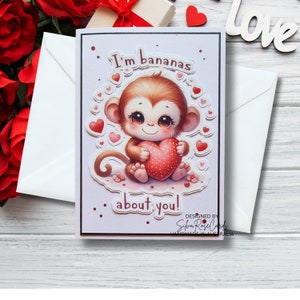 Friendship Birthday Valentine's Day Bananas About You Glossy Print ...