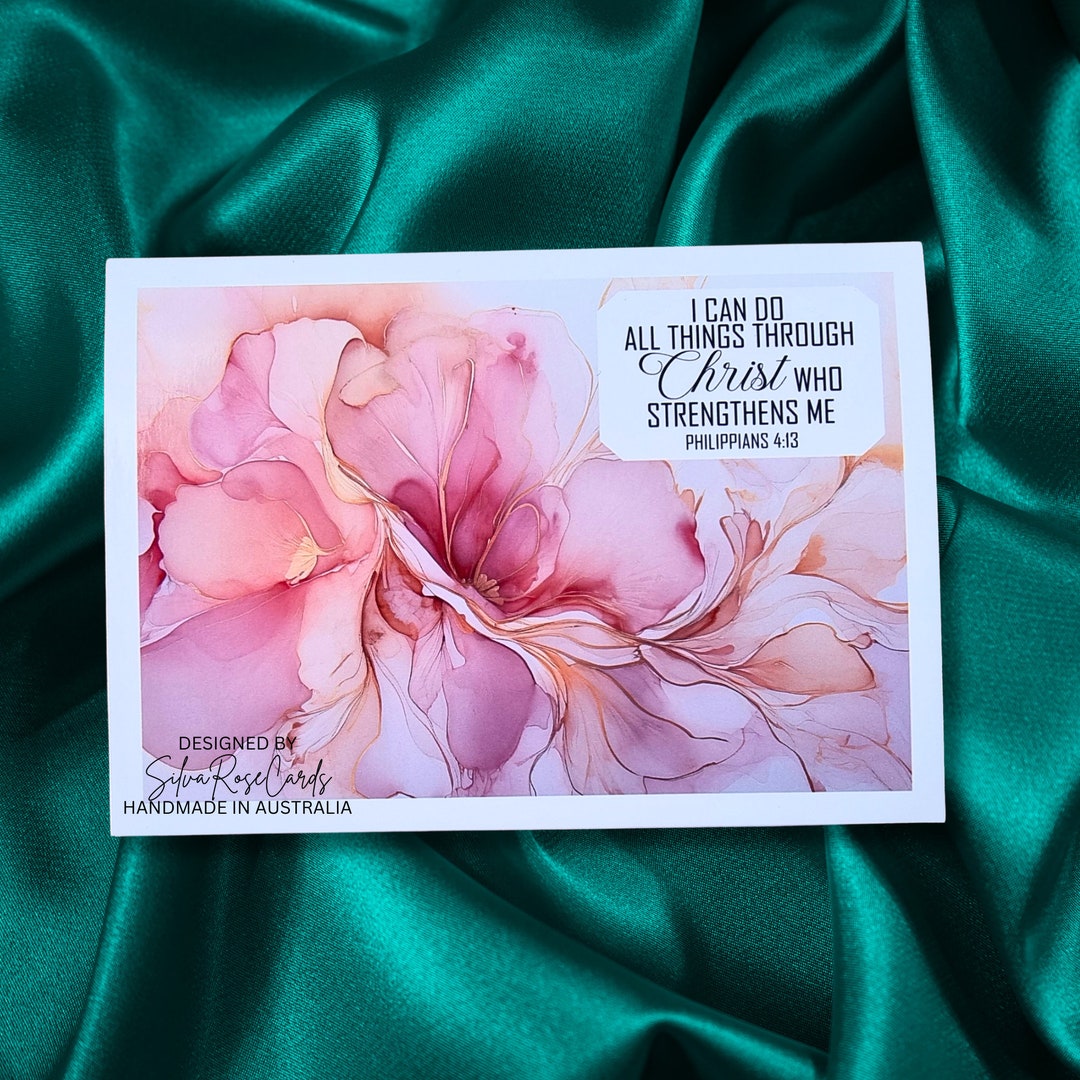 Floral Alcohol Ink Bible Verse Card: Handmade Religious Gift - Etsy