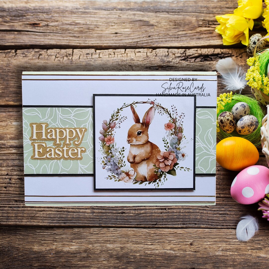 Happy Easter Wishes Bunny Rabbit Eggs Designer Series Paper A6 300 Gsm ...