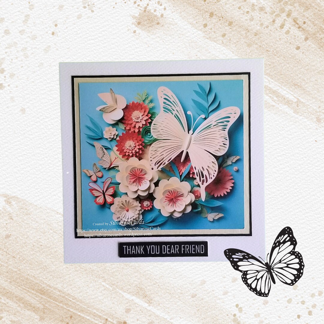 Thank You Friend Handmade Card, Custom Friendship Card, Thank You ...