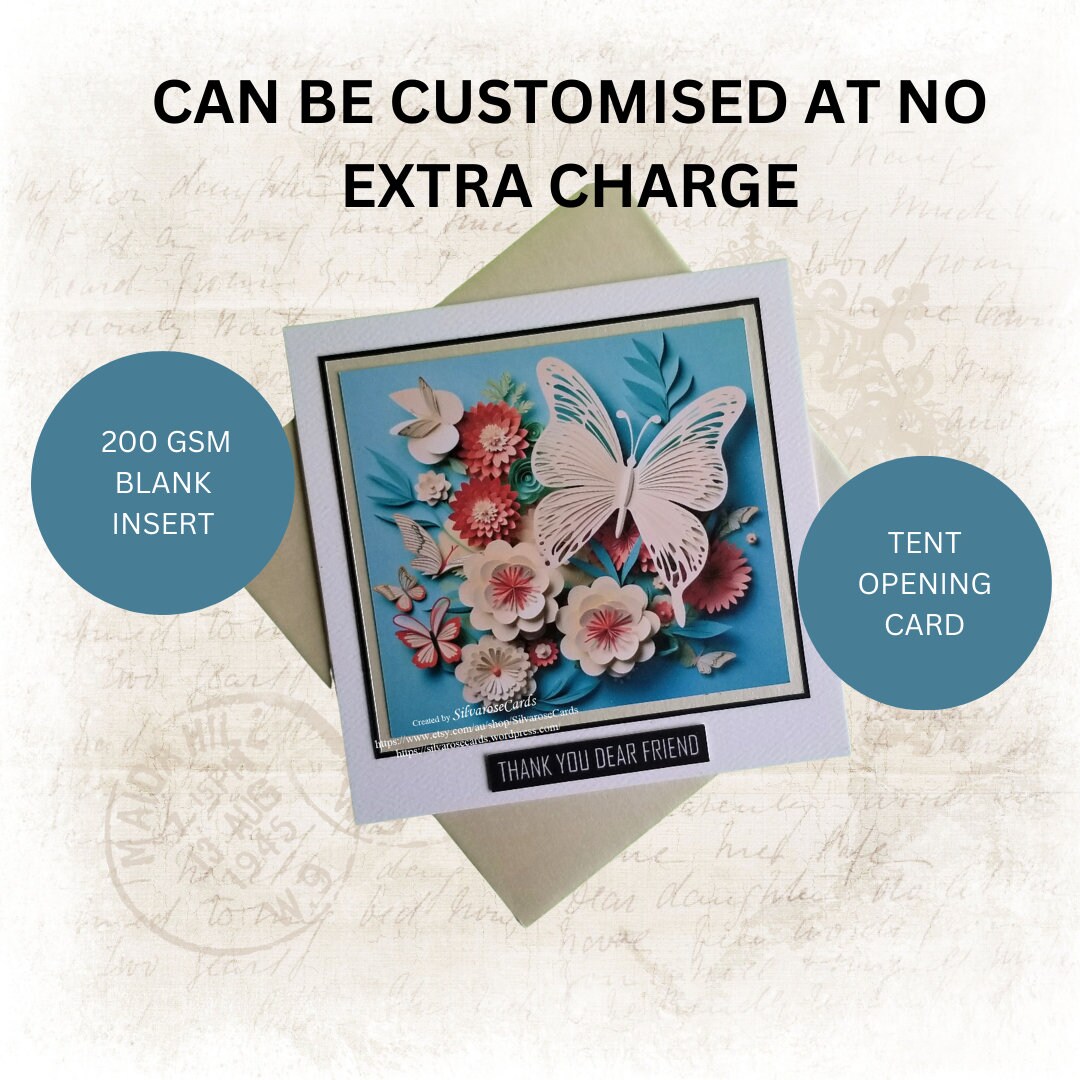 Thank You Friend Handmade Card, Custom Friendship Card, Thank You ...