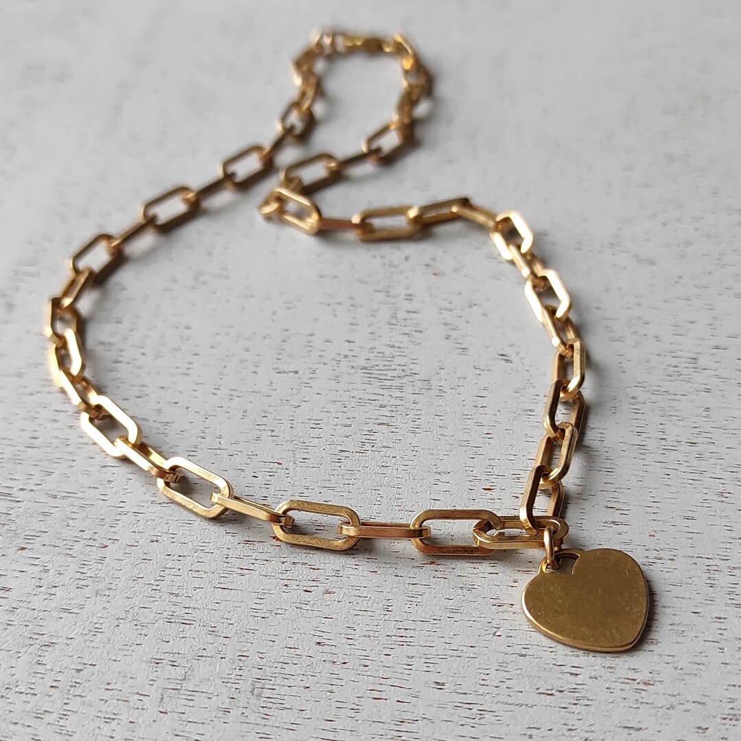 Heart Chain Necklace - Link Chain Necklace - Necklace for Couples ...