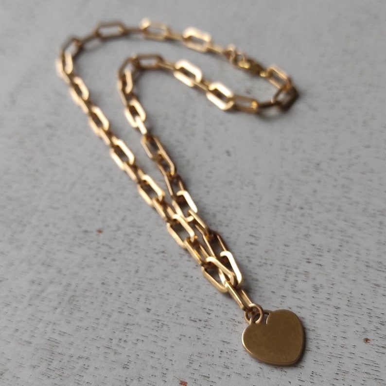 Heart Chain Necklace - Link Chain Necklace - Necklace for Couples ...