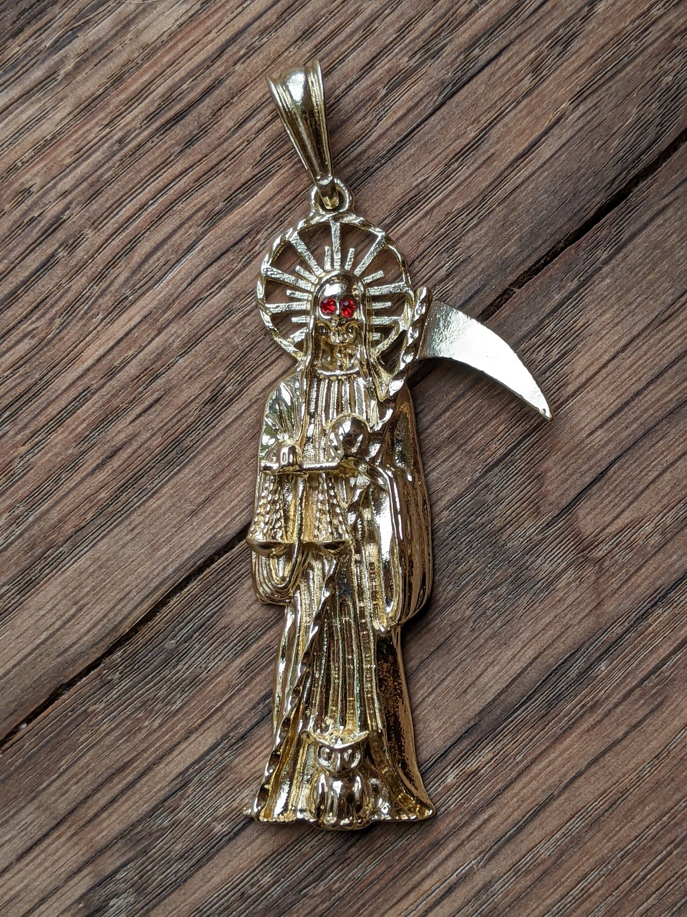 Santa Muerte Pendant. La Muerte Grim Reaper, Death, Skull, Folk ...