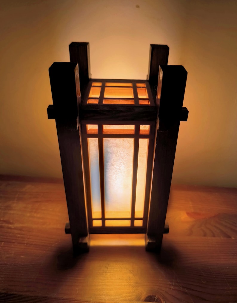 Handmade Pine Shoji Lamp: Japanese Table Lamp, Ambient Lighting - Etsy