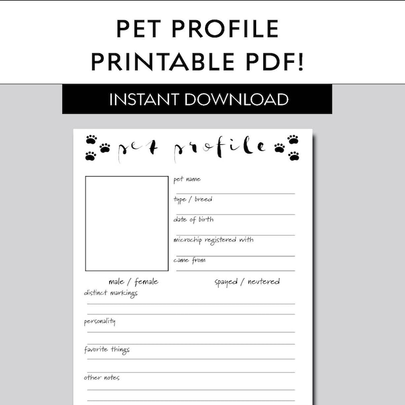 Pet Bio Template - Etsy