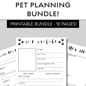 Printable Pet Profile, Pet Bio Print, Dog Biography, Cat Information ...