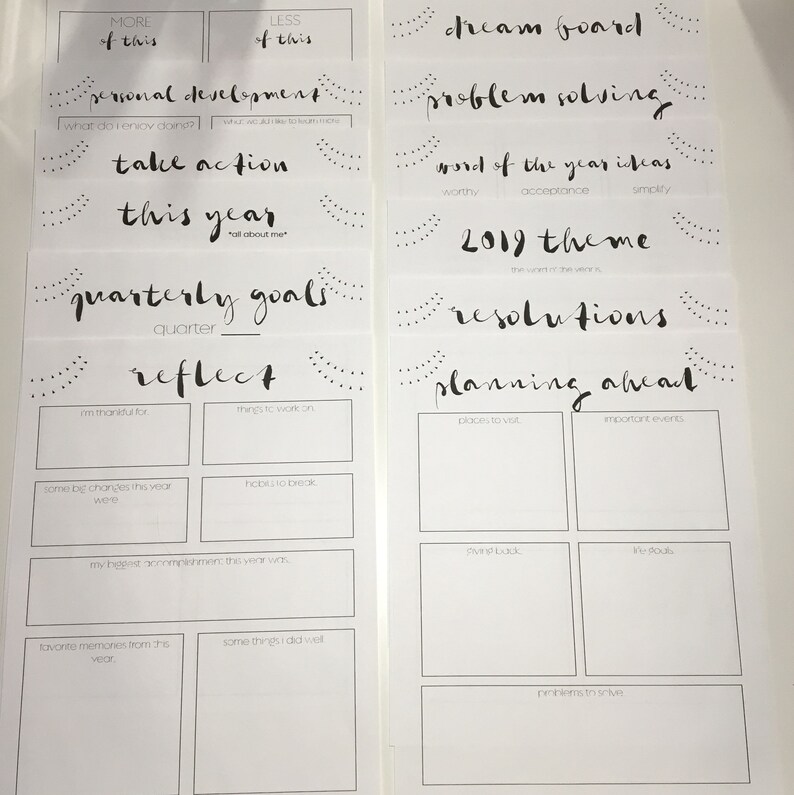 New Years Resolution Printable Bundle 2019 Goal Setting - Etsy