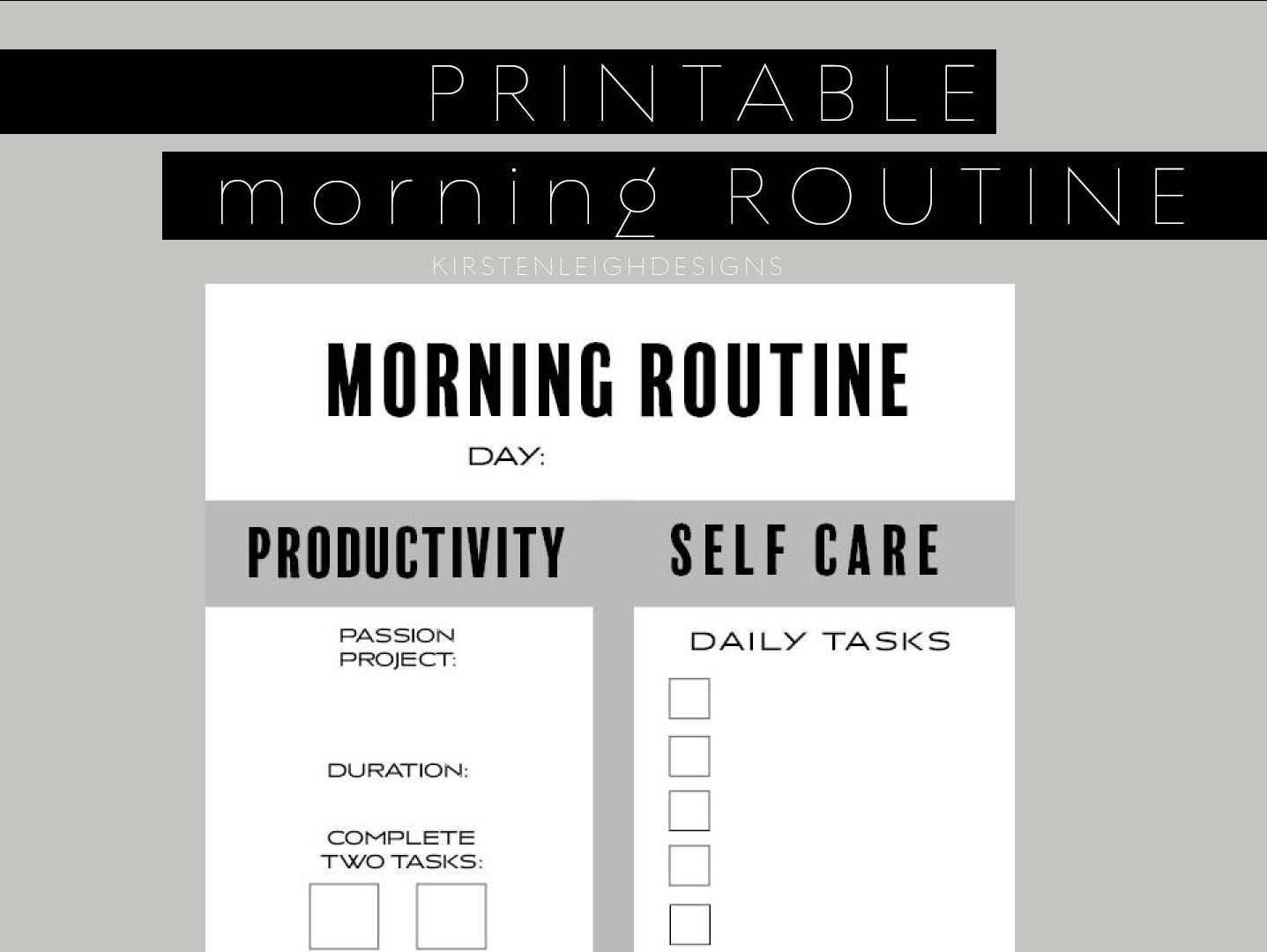Morning Routine Printable, Daily Tasks Pdf, Instant Download Morning ...