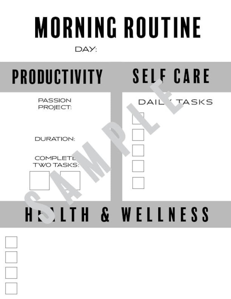 Morning Routine Printable, Daily Tasks Pdf, Instant Download Morning ...