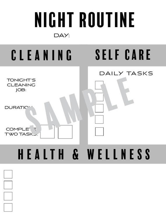 Paper Night Routine PDF Printable Organization Night Routine Printable ...