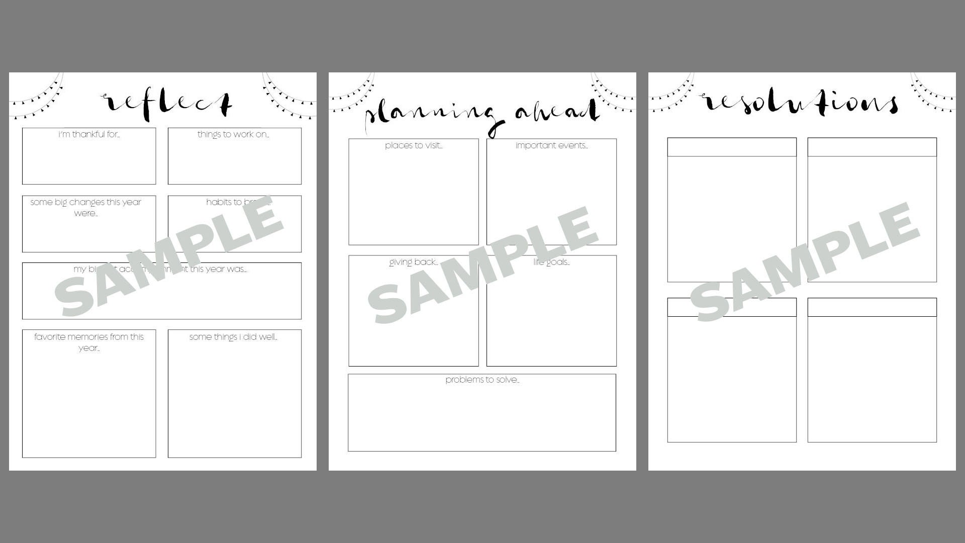 New Years Resolution Printable Bundle 2019 Goal Setting Planning PDF - Etsy