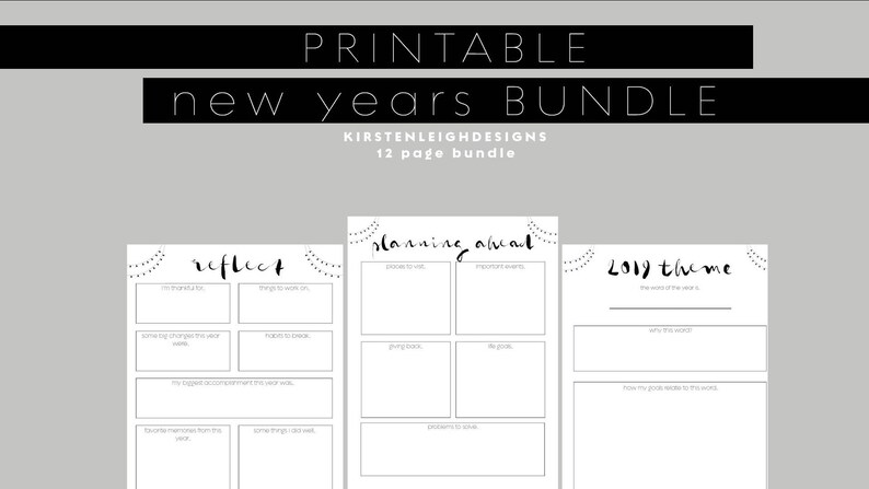 New Years Resolution Printable Bundle 2019 Goal Setting Planning PDF - Etsy
