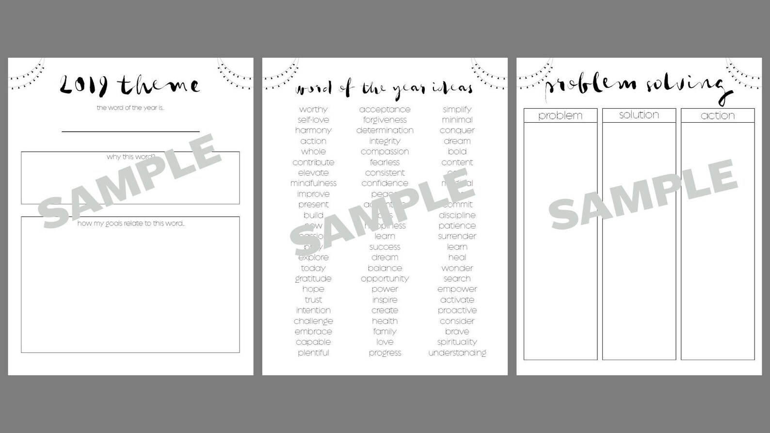 New Years Resolution Printable Bundle 2019 Goal Setting - Etsy