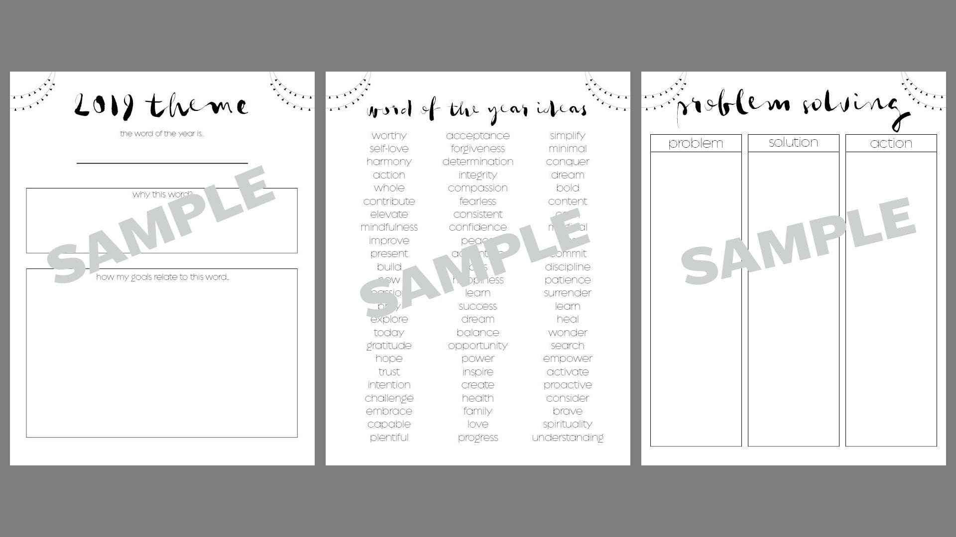 New Years Resolution Printable Bundle 2019 Goal Setting - Etsy