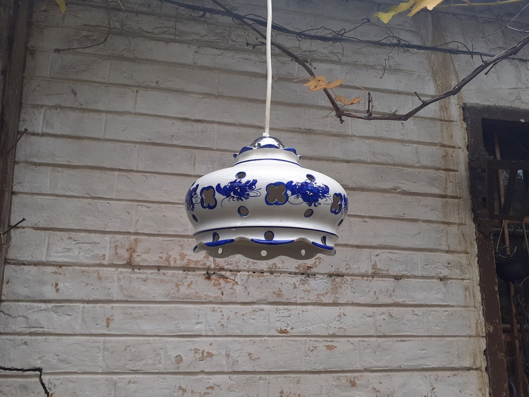 Vintage Ceramic Hanging Lamp Country House 70s Lighting Ceiling Lamp ...