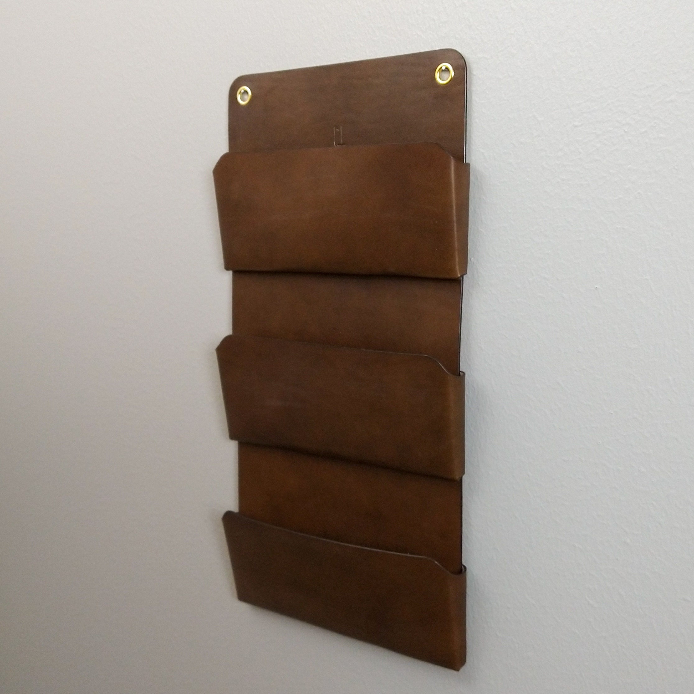Leather Mail Sorter Wall Organizer Wall Pocket - Etsy