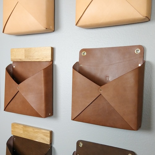 Leather Mail Sorter Wall Organizer Wall Pocket - Etsy