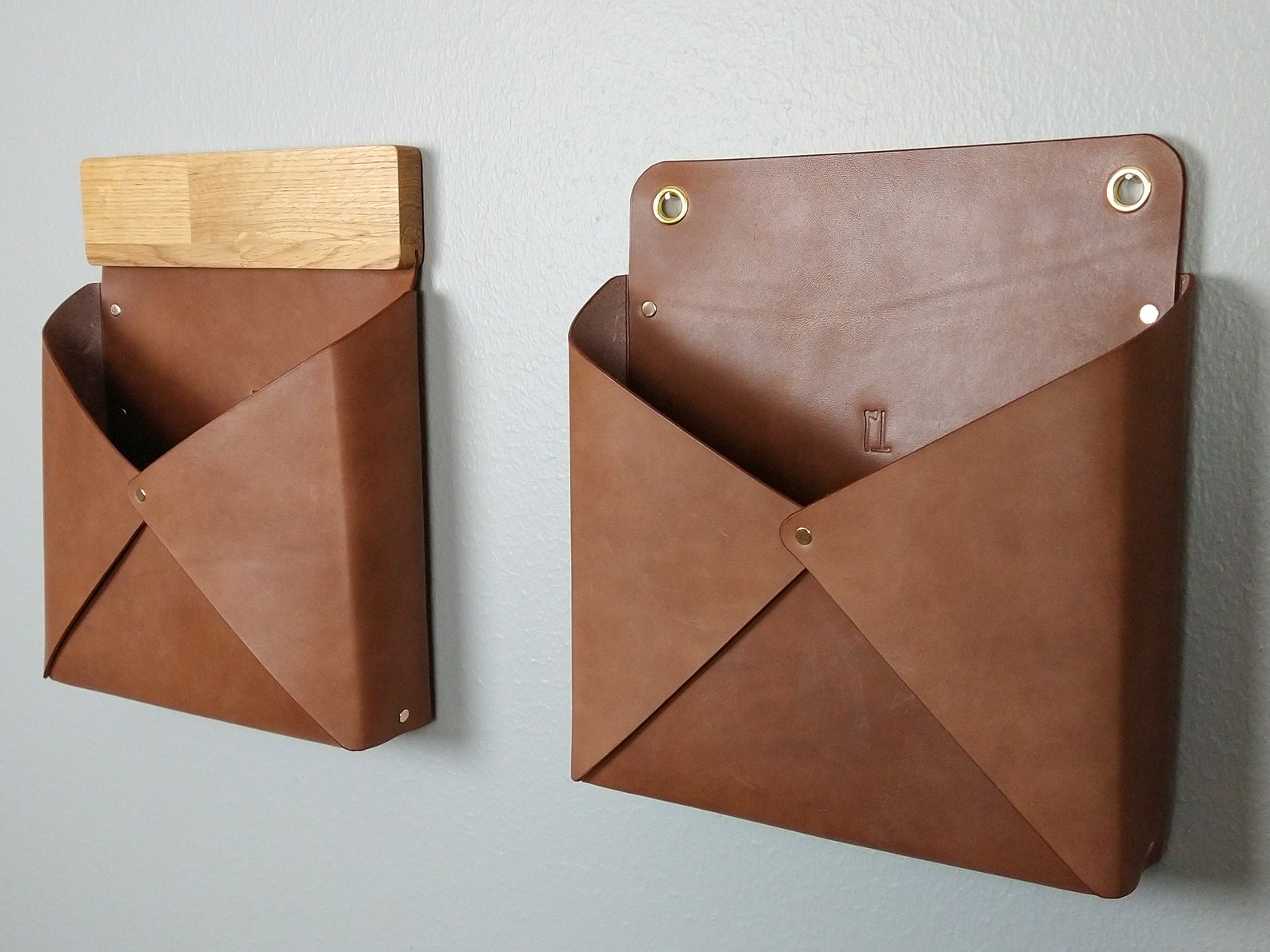 Large Leather Wall Pocket Mail Caddy - Etsy