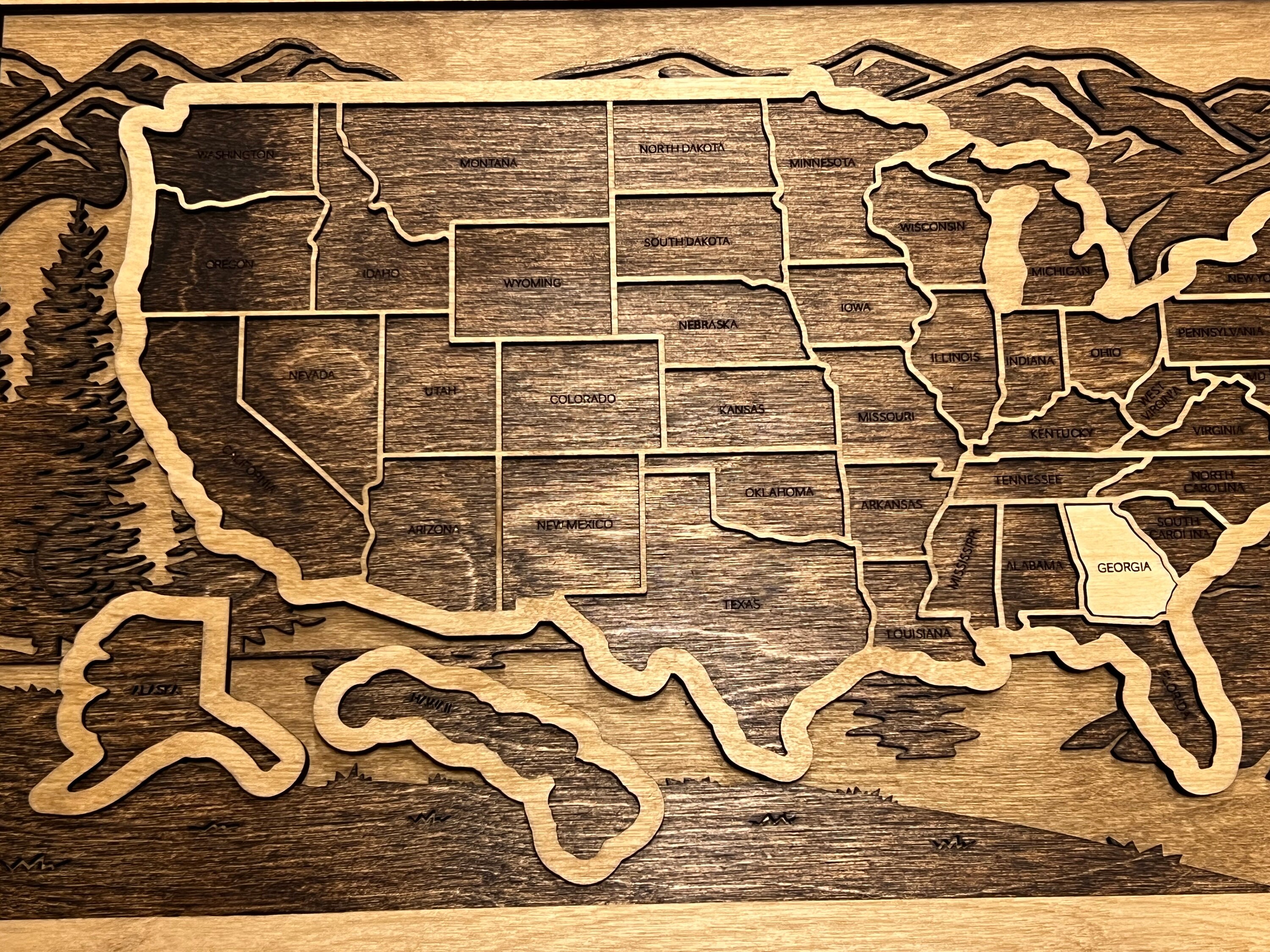 United States Wooden Map Gift, 50 States Map, US Wooden Wall Map ...