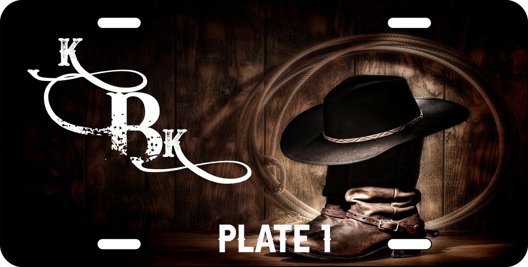 Vanity License Plate Monogrammed Cowboy Cowgirl License Plate Custom ...