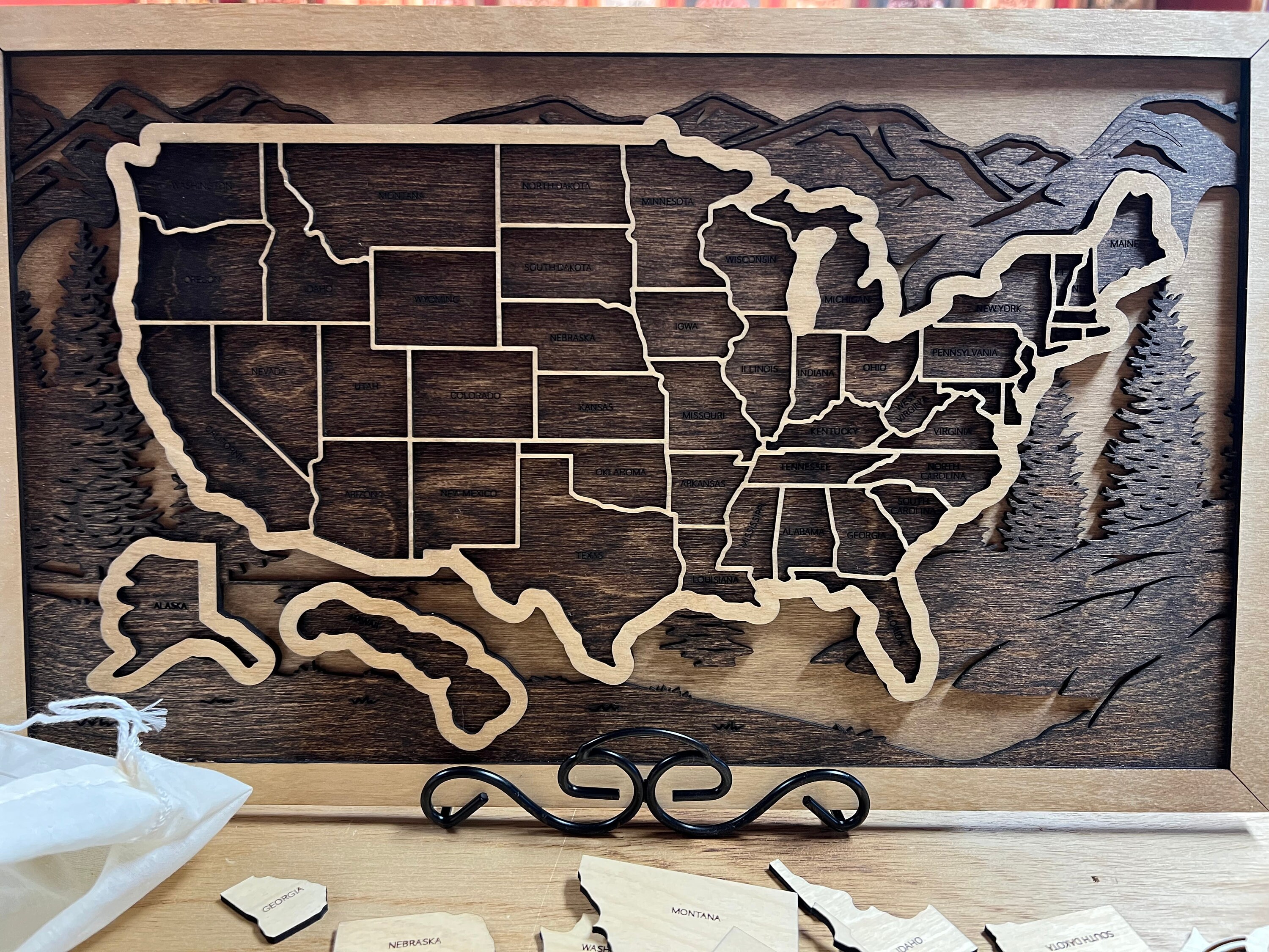 United States Wooden Map Gift, 50 States Map, US Wooden Wall Map ...