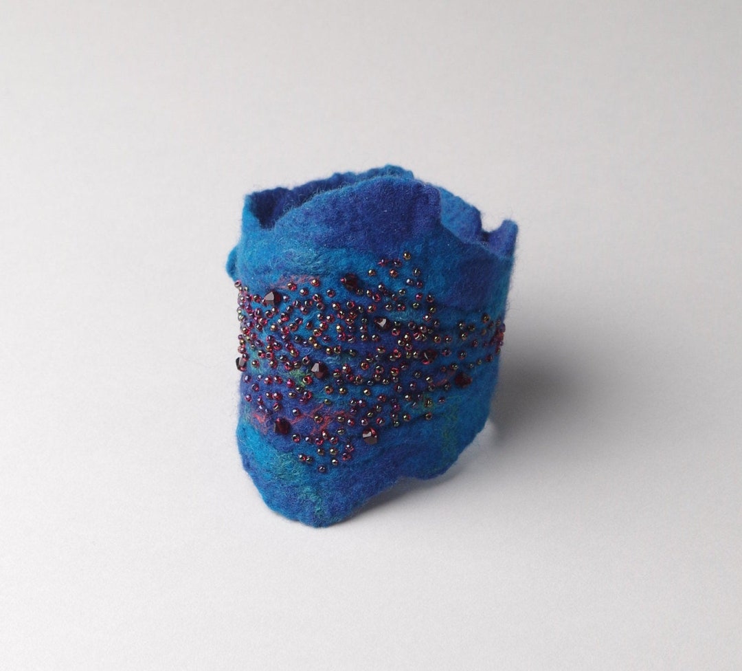 Felted Bracelet Red Sea Wearable Art Felted Cuff Boho Chic Bracelet ...