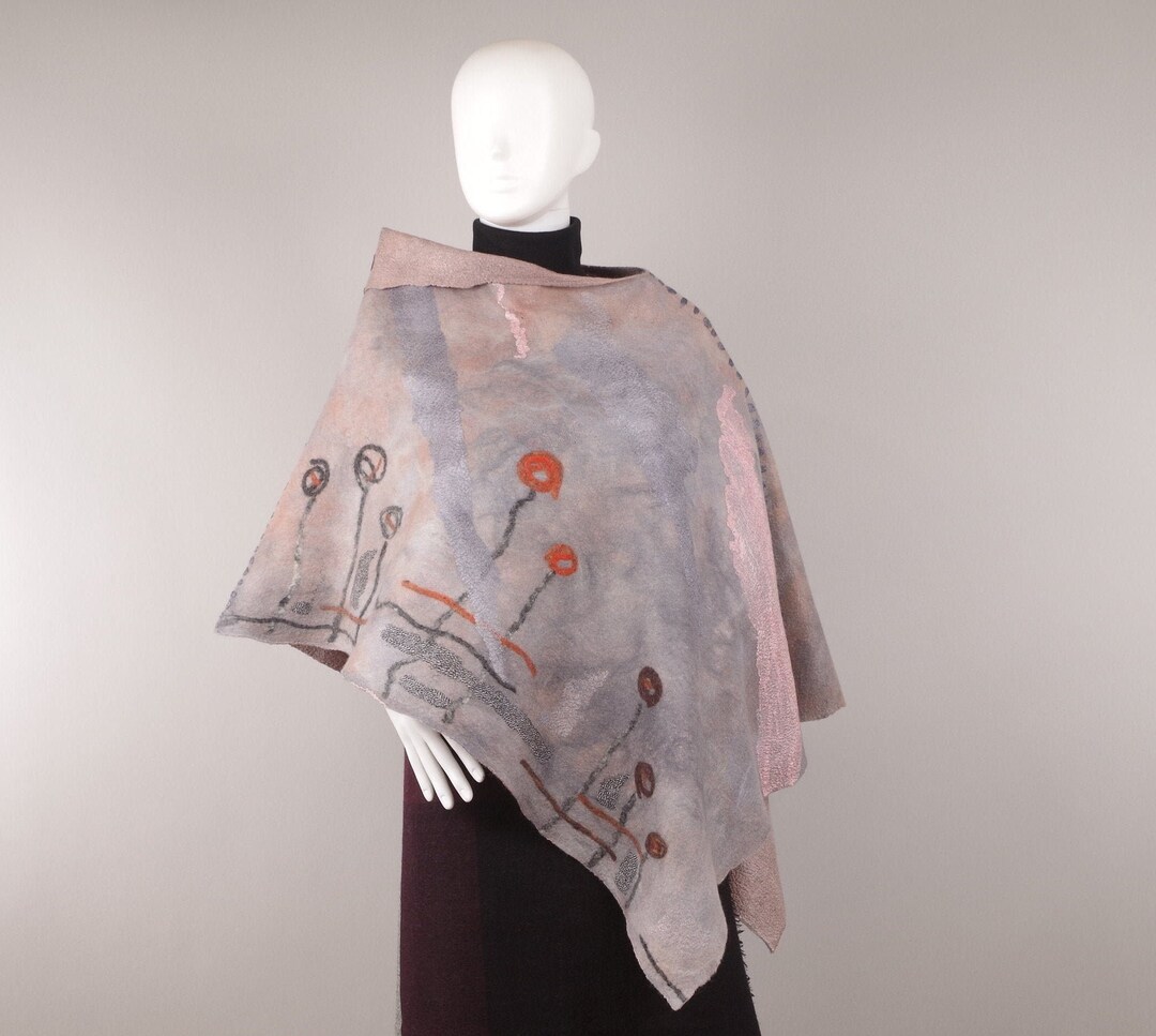 Wearable Art, Designer Poncho, Nuno Felted Poncho, Wool Poncho ...