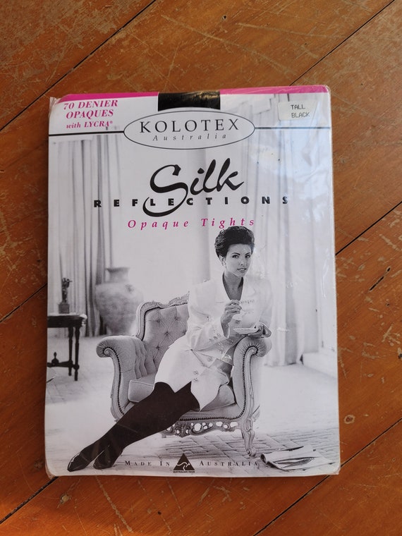 Kolotex Silk Reflections Black Tall 1990's Hosiery Op… - Gem