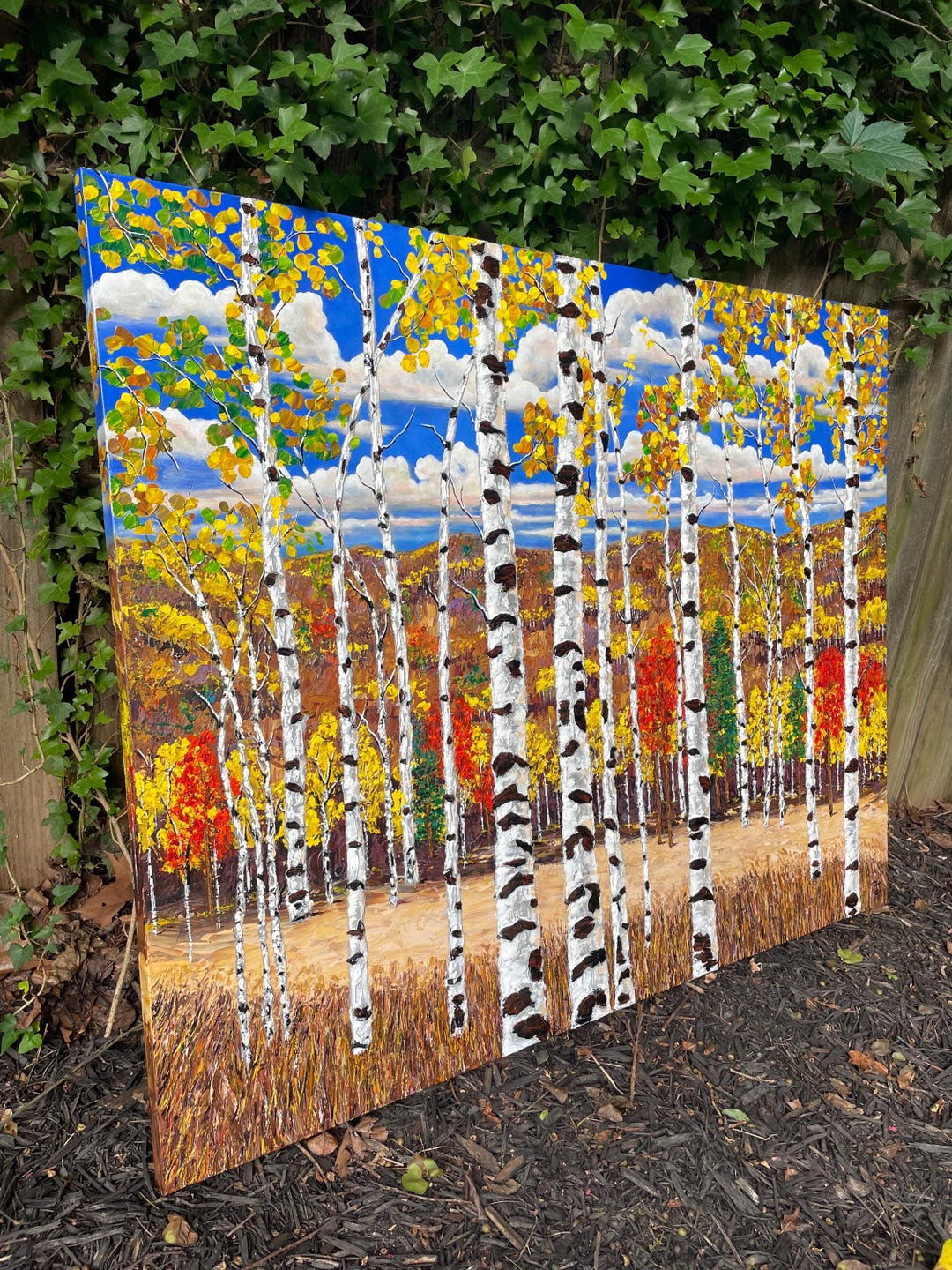 Large Aspen Tree Forest Painting, Original Art, 60x48 Inches, Fall ...