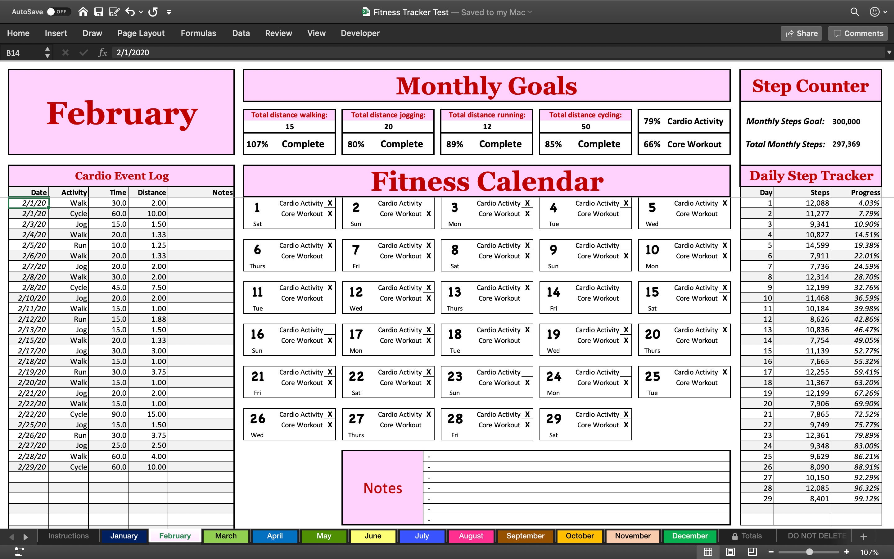 Fitness Planner - Excel Template - Printable PDF - Etsy