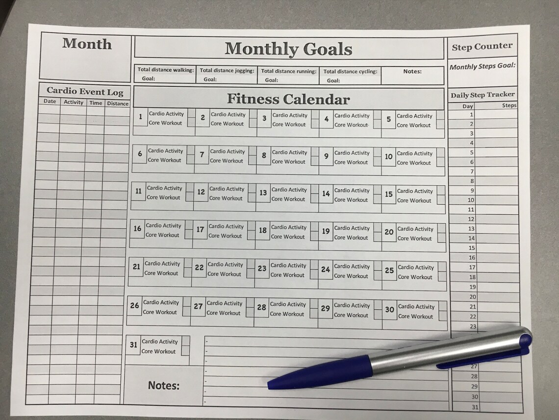 Fitness Planner - Excel Template - Printable PDF - Etsy