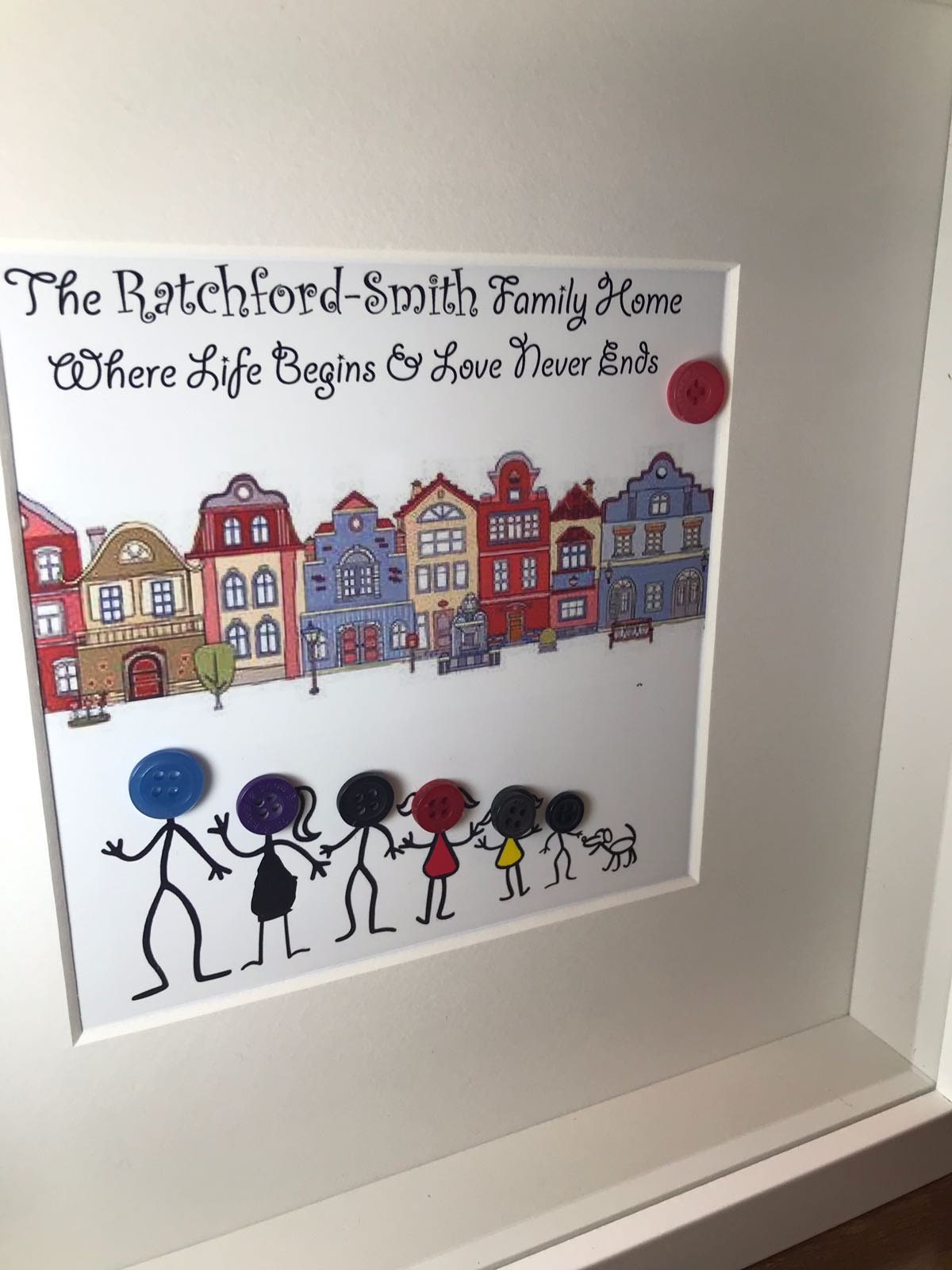 Personalised Button Art With Family Gift Wall Decor - Etsy