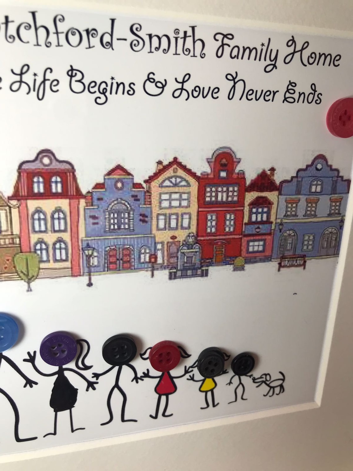 Personalised Button Art With Family Gift Wall Decor - Etsy