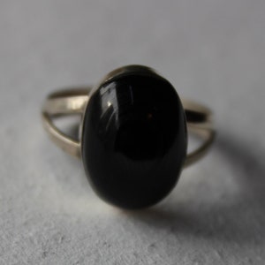 Black Jet Stone Silver Ring, Black Stone Women Ring, Jet Stone Ring ...