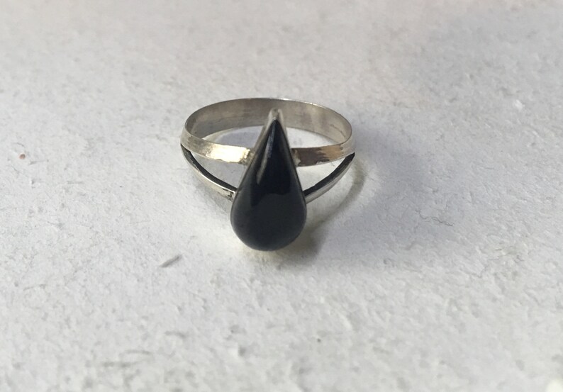 Natura Black Jet Stone Women Ring Black Stone Gothic Ring | Etsy
