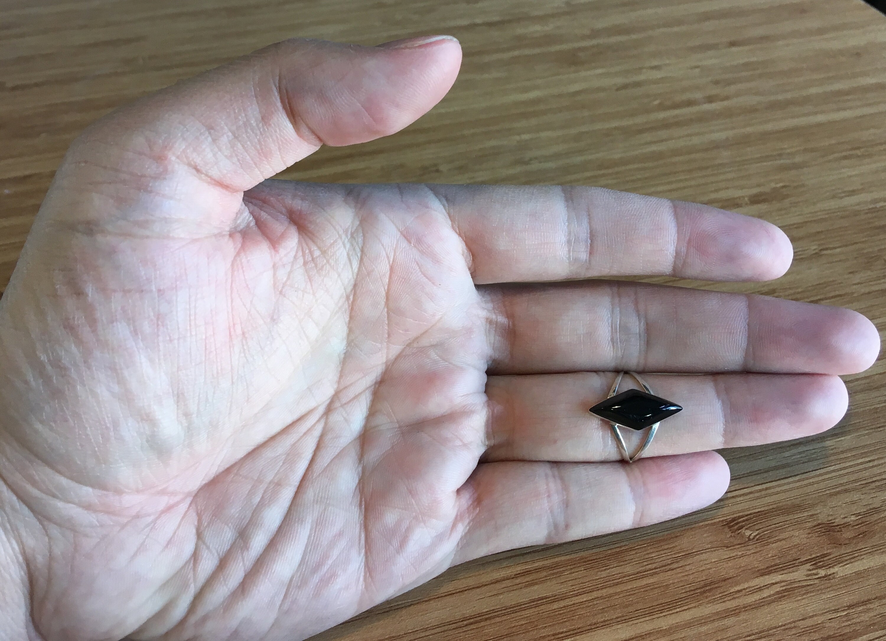 Natural Black Jet Stone Ring Black Triangle Stone Silver - Etsy