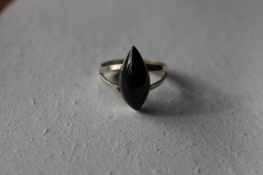 Gothic Silver Ring, Jet Stone Vintage Ring, Black Stone 925k Ring ...