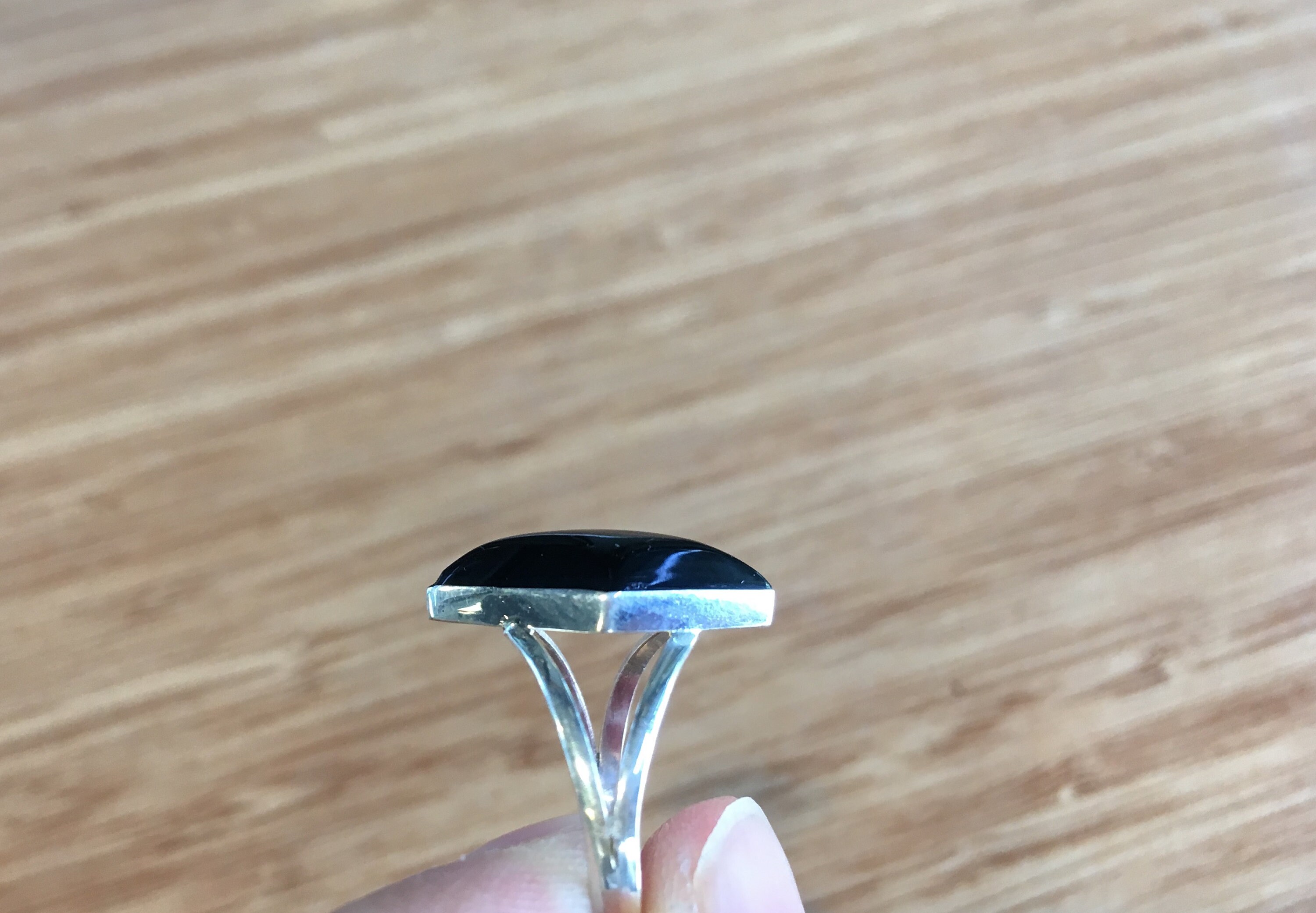 Natural Black Jet Stone Ring Black Triangle Stone Silver - Etsy