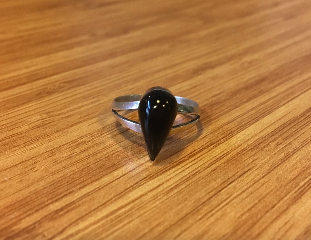Natura Black Jet Stone Women Ring Black Stone Gothic Ring - Etsy