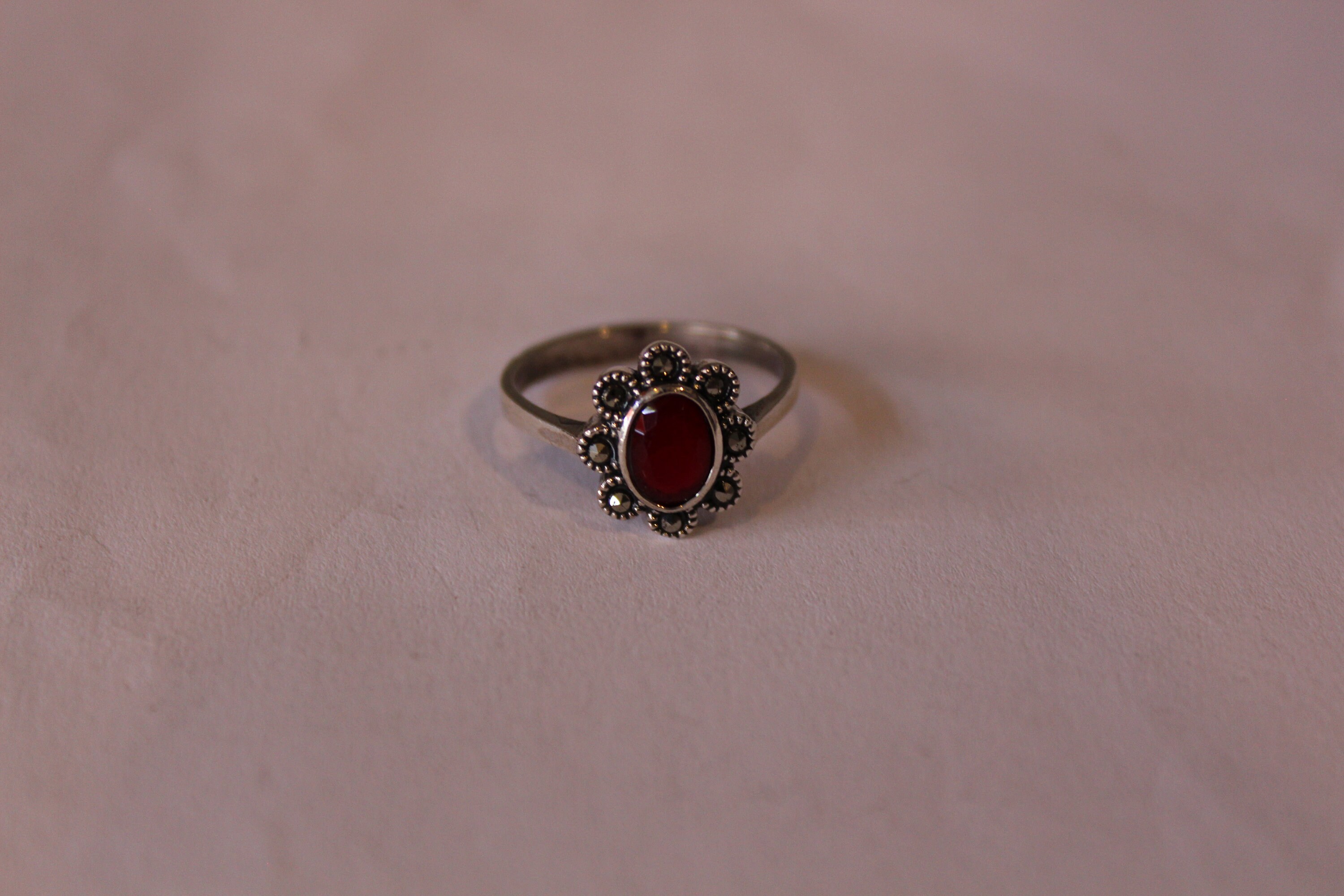 Red Agate Vintage Ring Marcasite Stone Ring Sterling Silver | Etsy