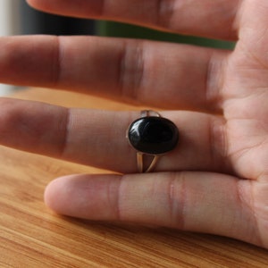 Black Jet Stone Silver Ring, Black Stone Women Ring, Jet Stone Ring ...