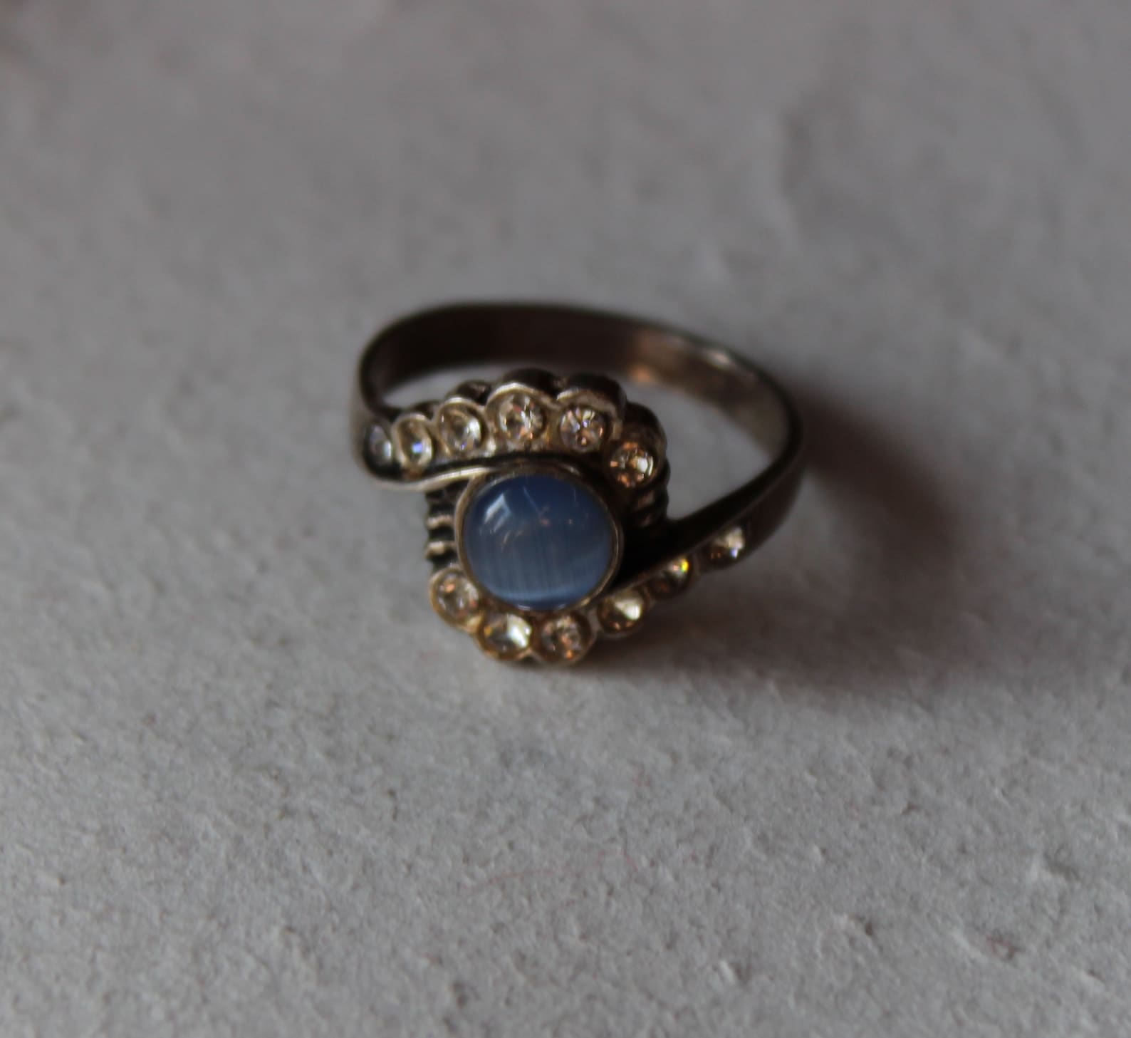 Blue Stone Diamond Ring Vintage Diamond Sterling Silver - Etsy
