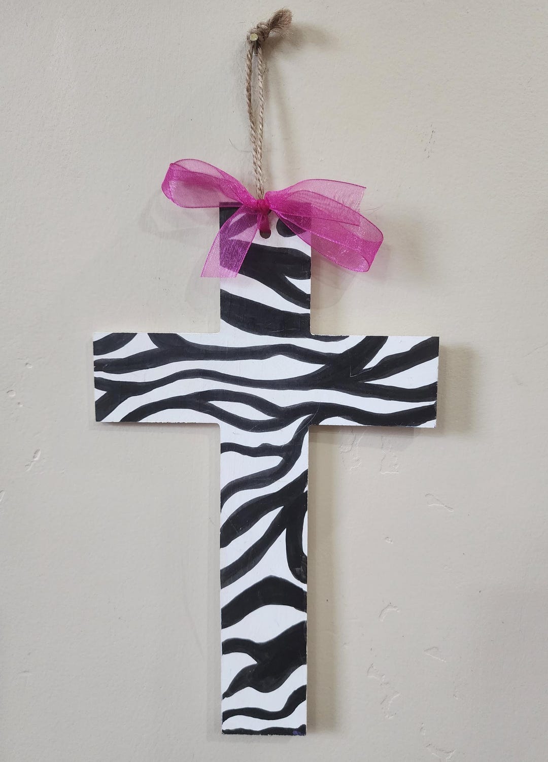 Zebra Cross Catholic Black & White Wall Hanging Decor Cross or Shrine ...