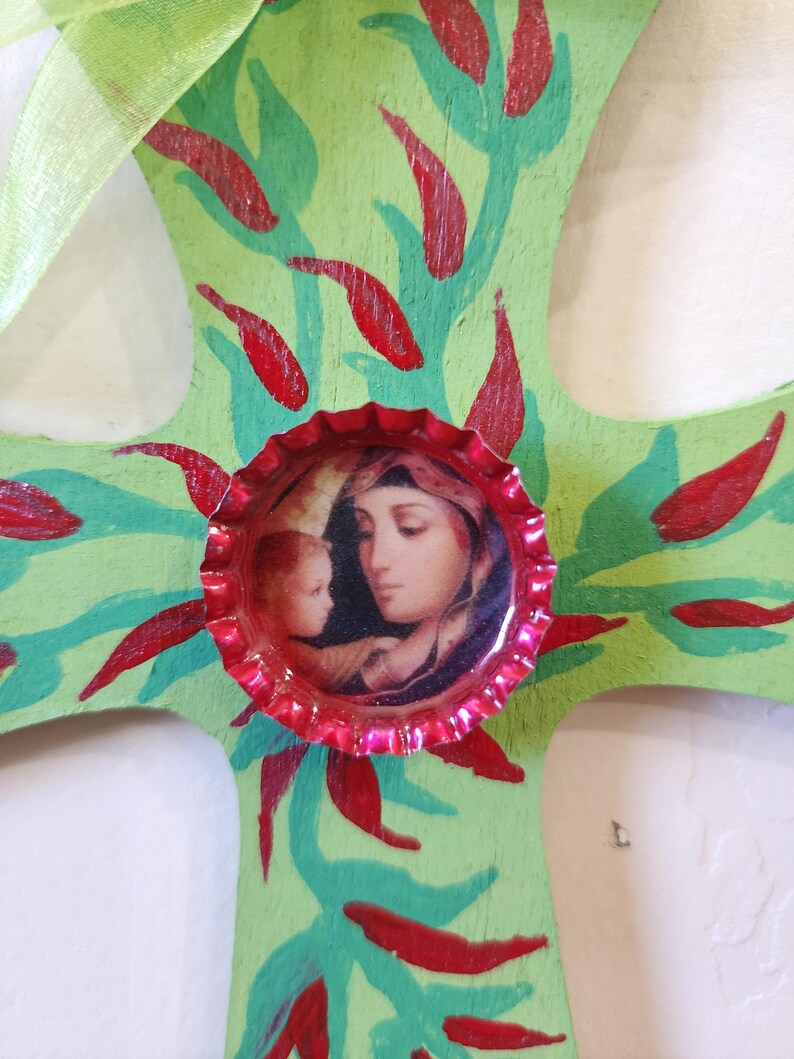 Guadalupe Chili Cross Catholic Wall Hanging Decor Crosses Shrine Made ...