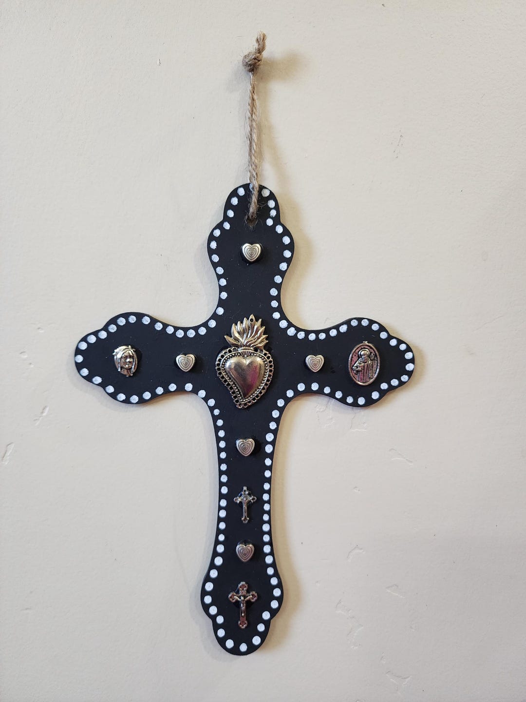 Cross Guadalupe Heart Sacred Catholic Dia De Los Muertos Day of the ...