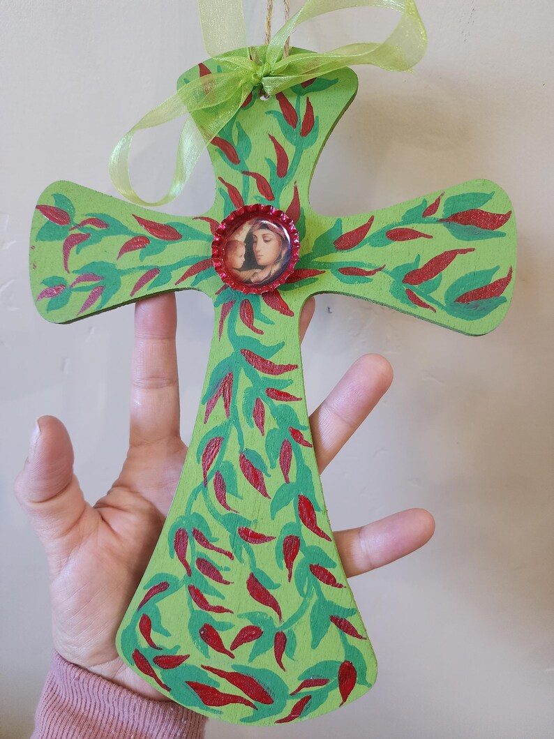 Guadalupe Chili Cross Catholic Wall Hanging Decor Crosses Shrine Made ...